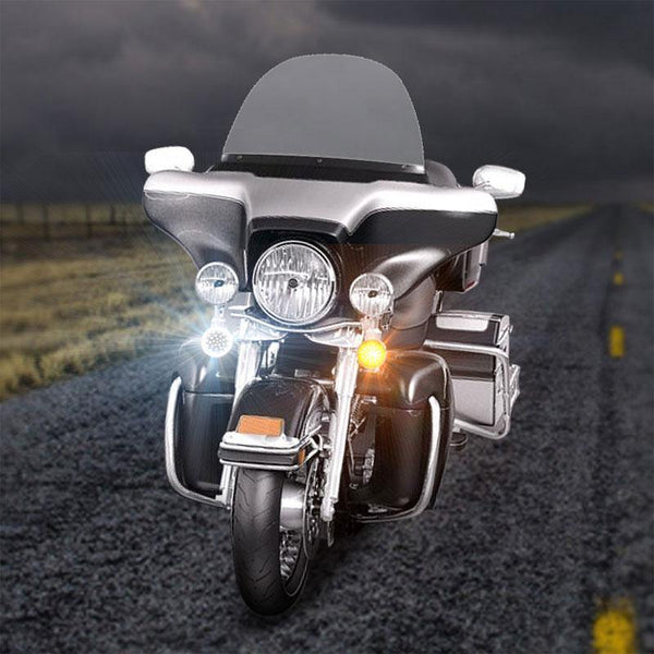 1157 White & Amber Front LED Insert Turn Signal Lights for Harley Moto ...