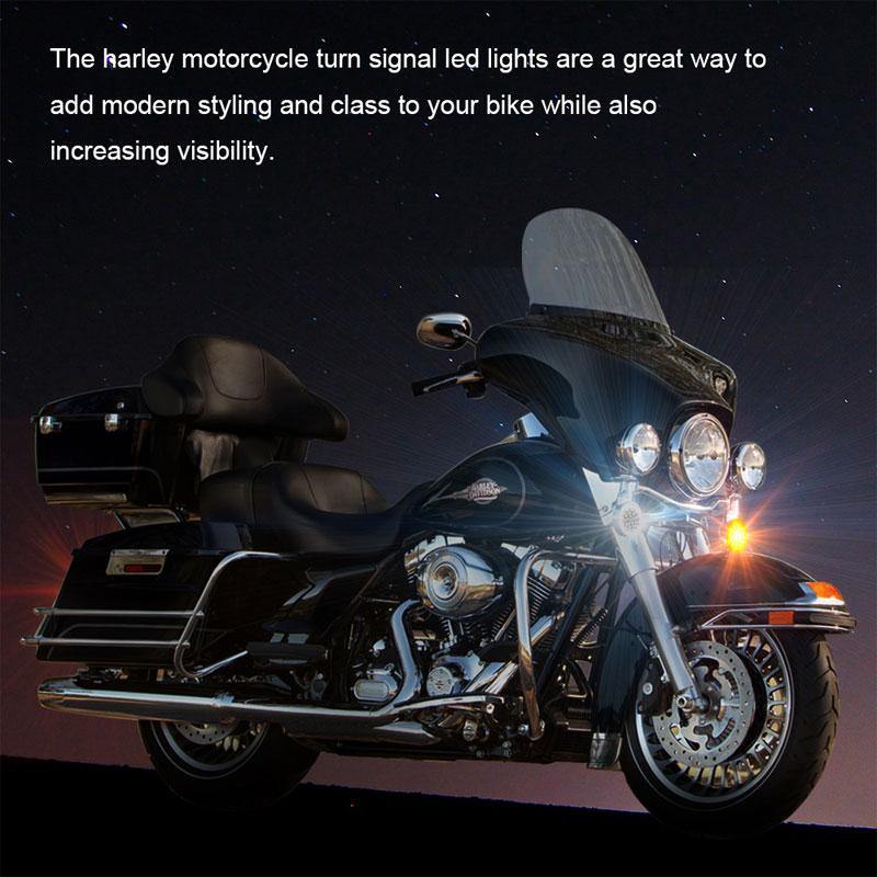 1157 White & Amber Front LED Insert Turn Signal Lights for Harley Moto ...