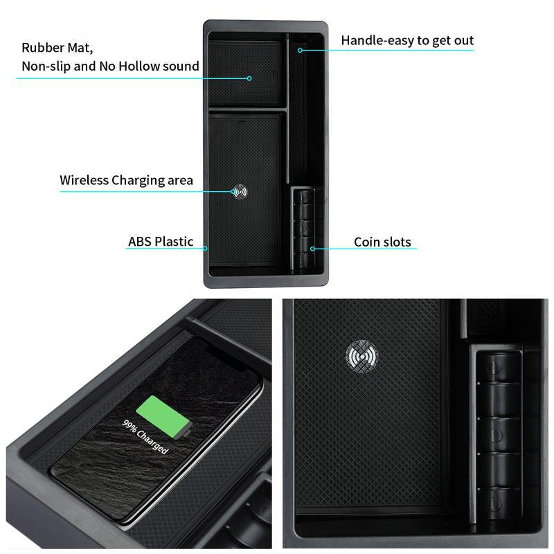Wireless Charger Insert Center Container Storage Box For 2014-2018 Che ...